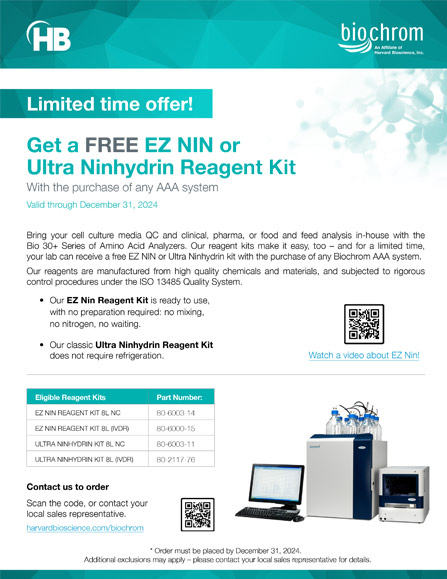 Special Offers from Biochrom | Harvard Bioscience